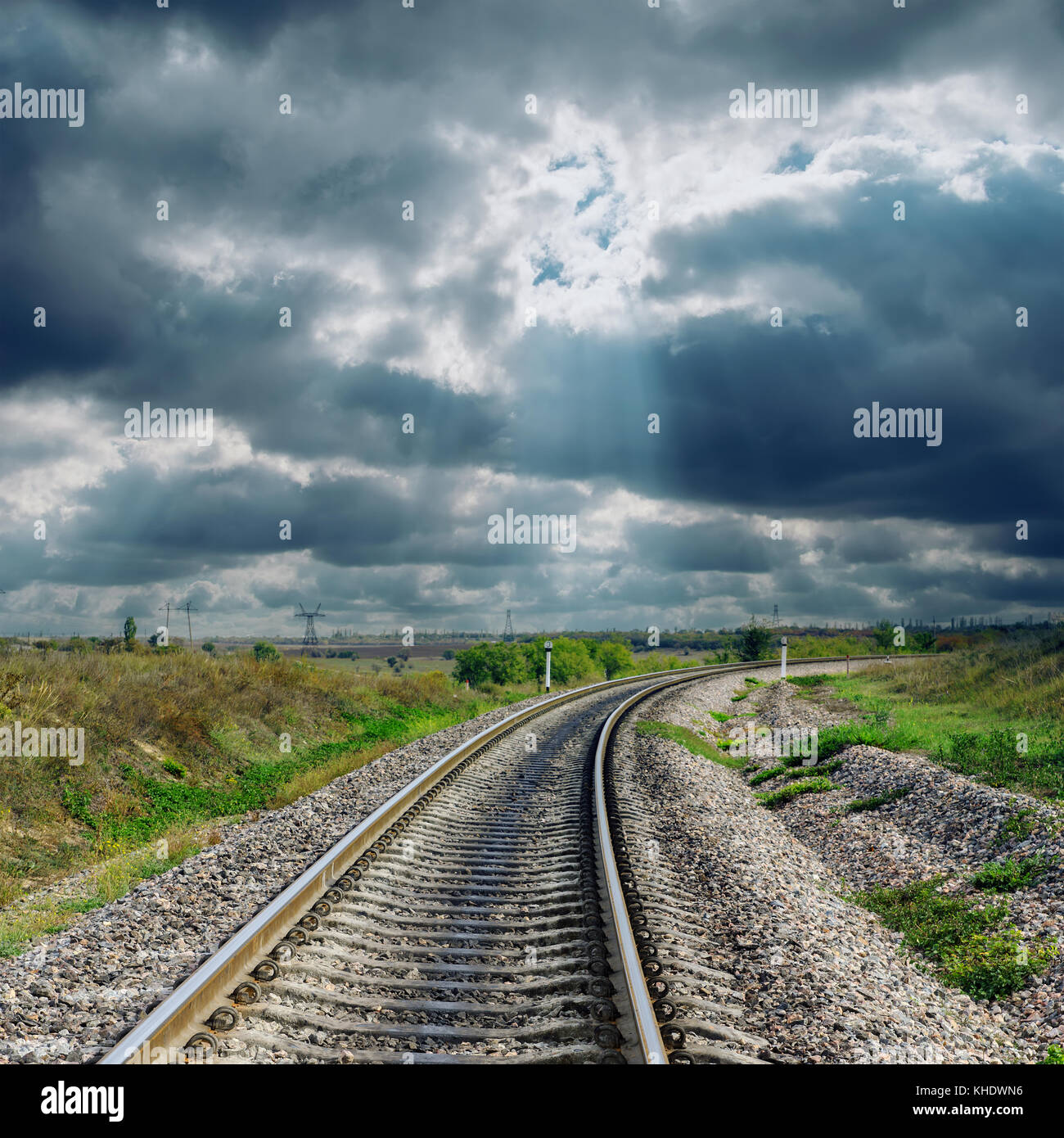 Railroad goes dramatic horizon hi-res stock photography and images - Alamy