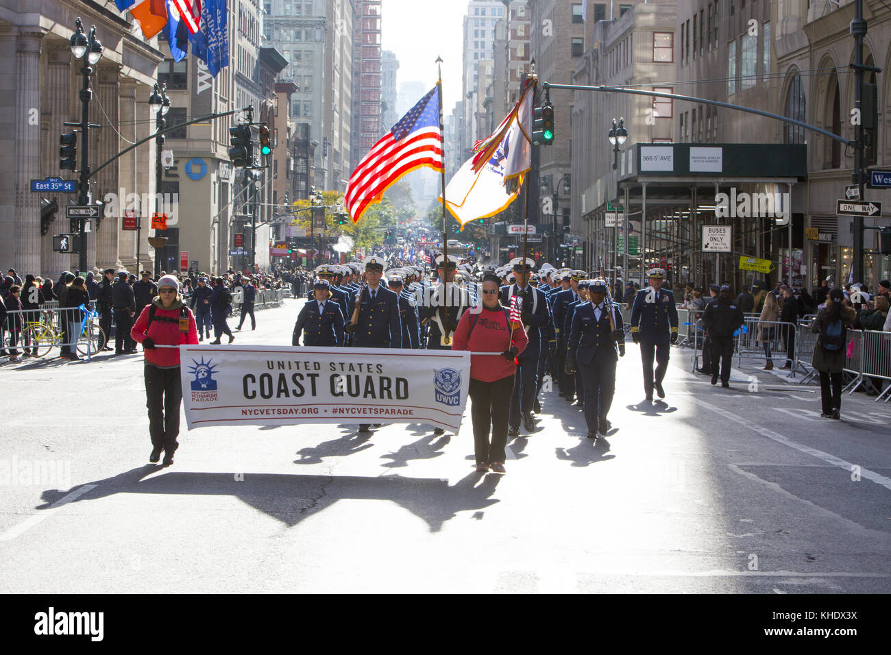 Members of the United States Coast Guard Vets Association march up 5th ...