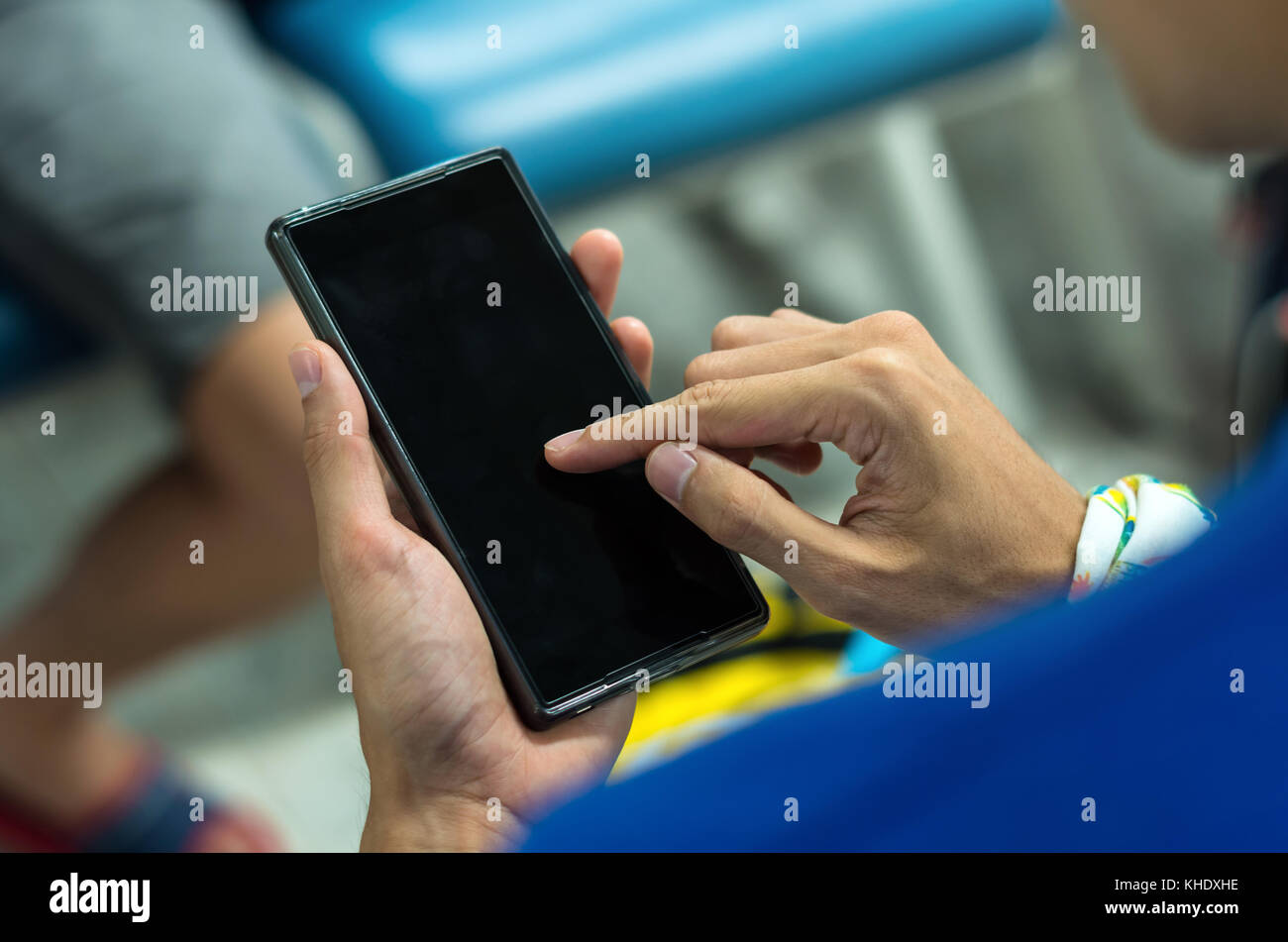 Hand touch on the screen of mobile phone, Shopping Online With smart ...