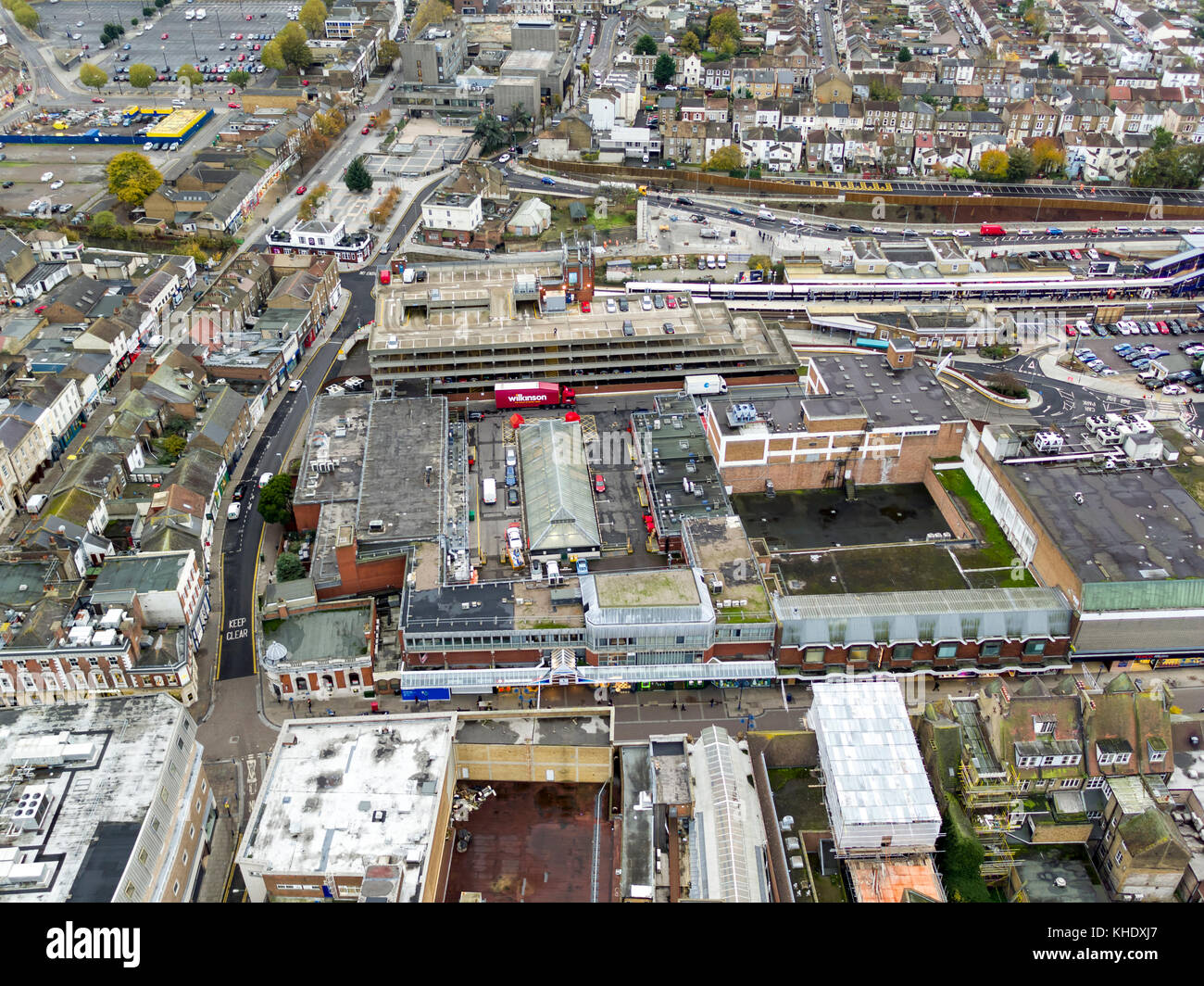 Aerial view of Thamesgate shopping centre, Gravesend, Kent, UK Stock ...