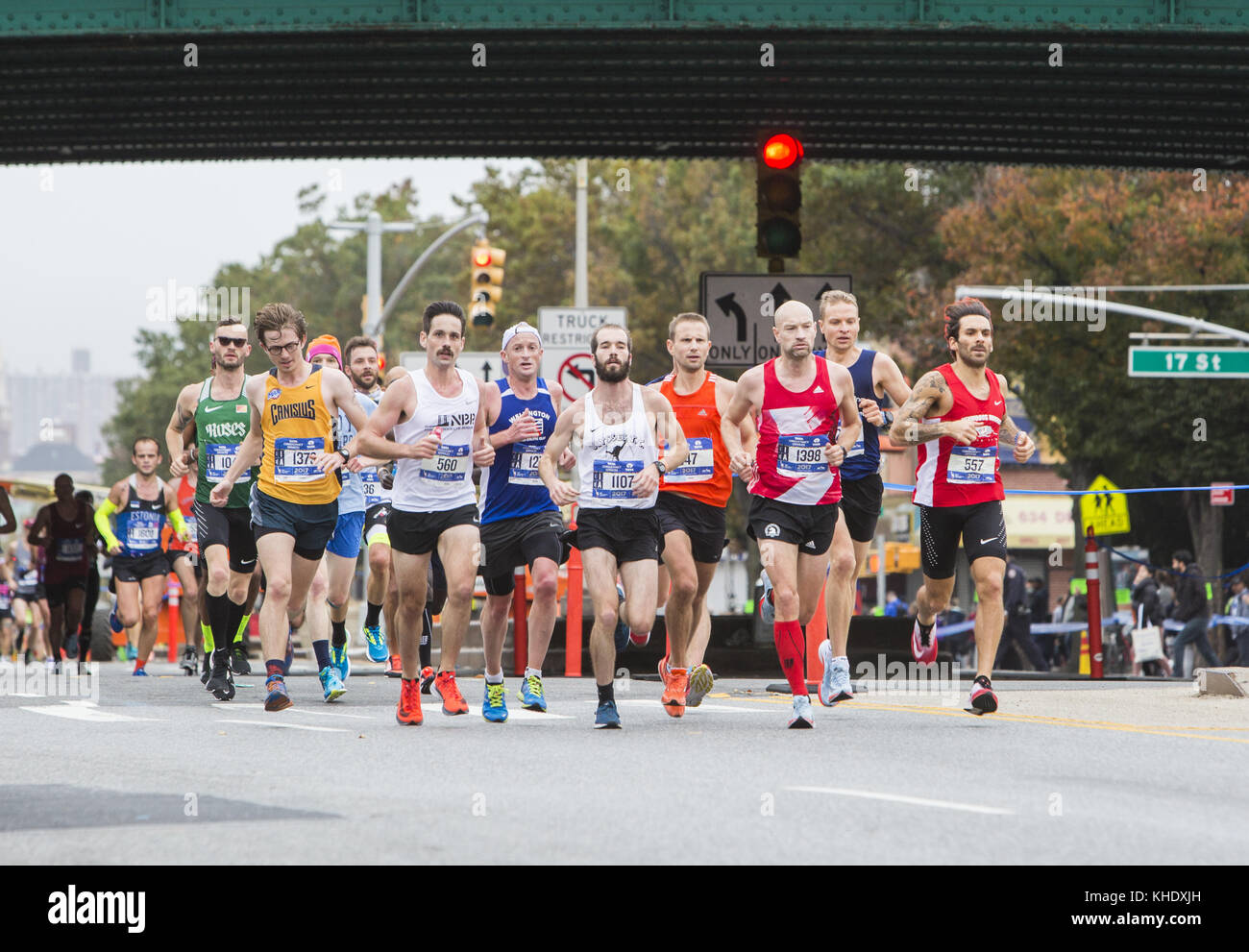 Runners pass through Park Slope, Brooklyn during the first leg of the ...