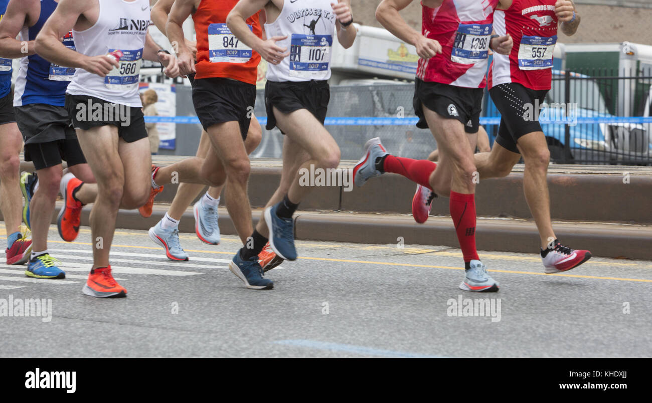 Runners pass through Park Slope, Brooklyn during the first leg of the ...