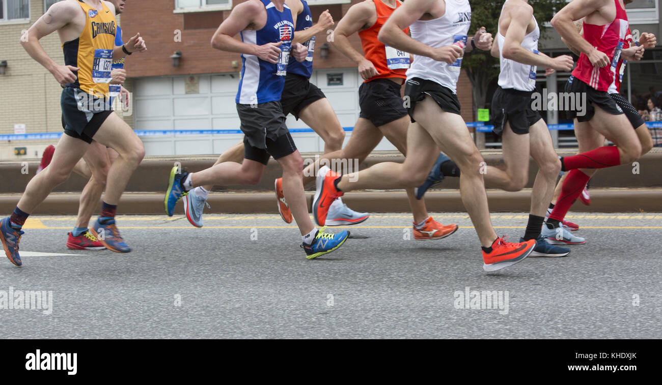 Runners pass through Park Slope, Brooklyn during the first leg of the ...