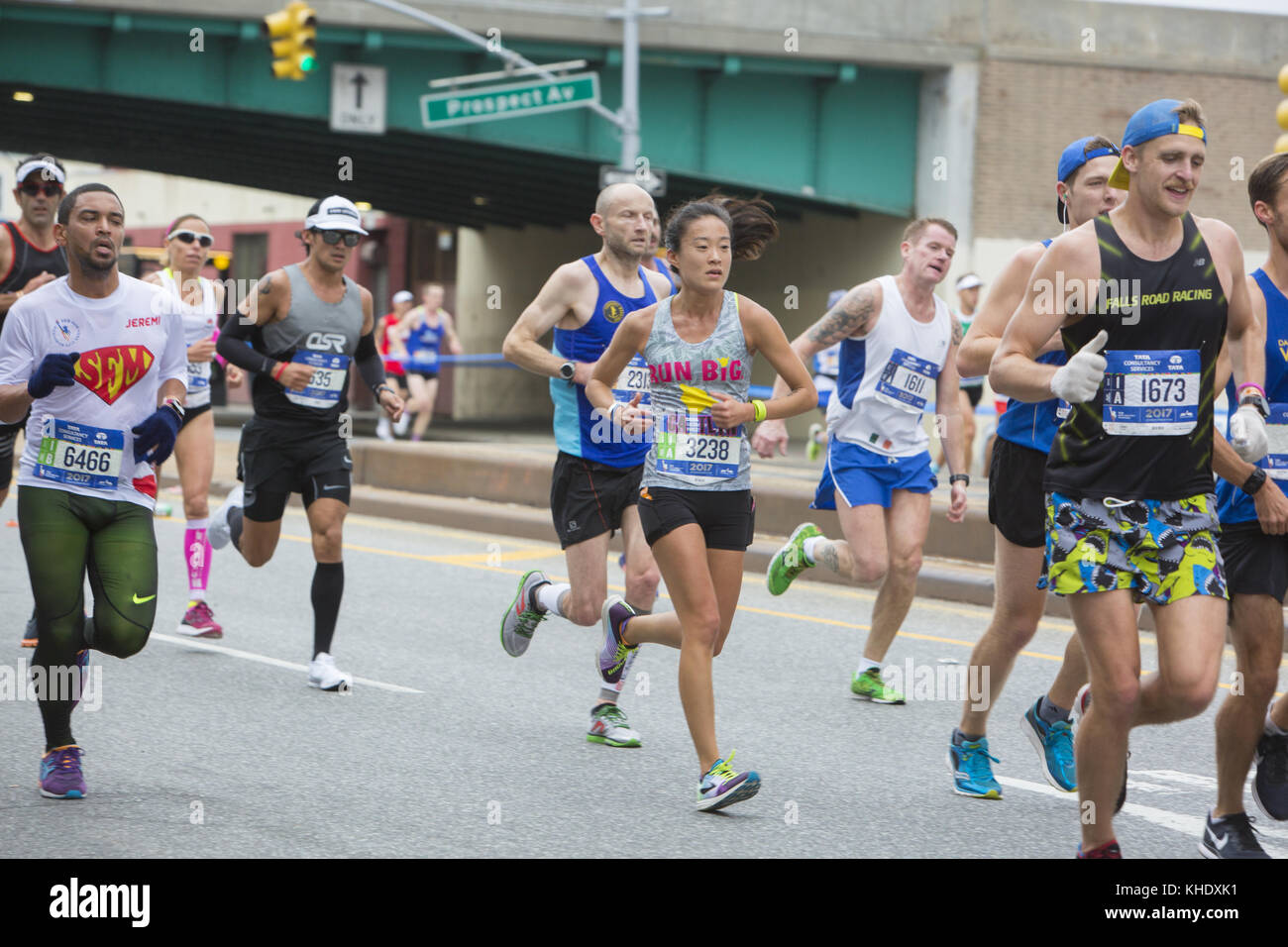 Runners pass through Park Slope, Brooklyn during the first leg of the ...