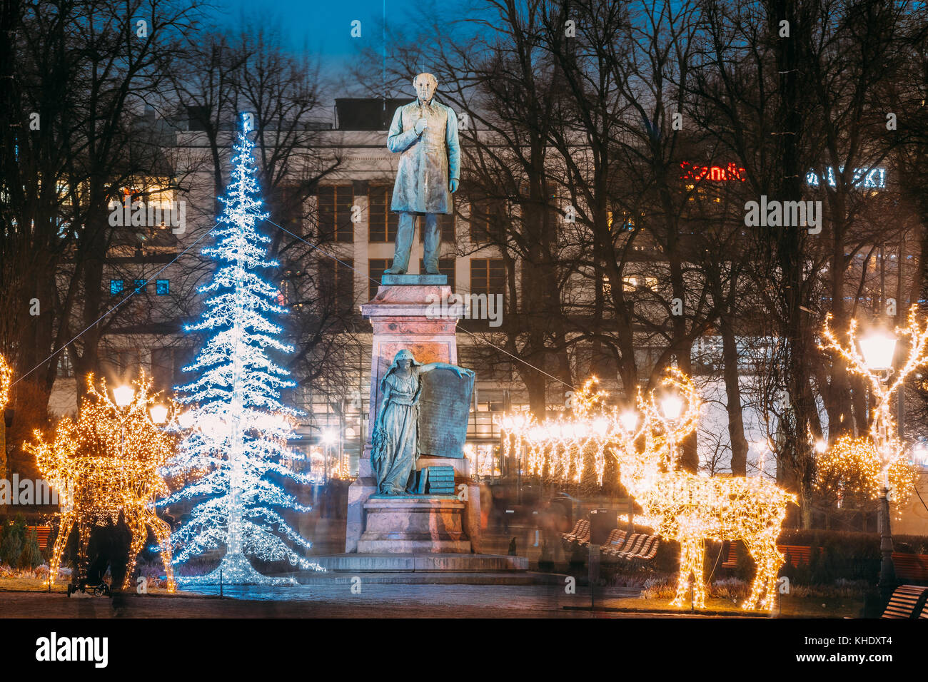 Helsinki, Finland. Close Up Of Statue Of Johan Ludvig Runeberg On ...