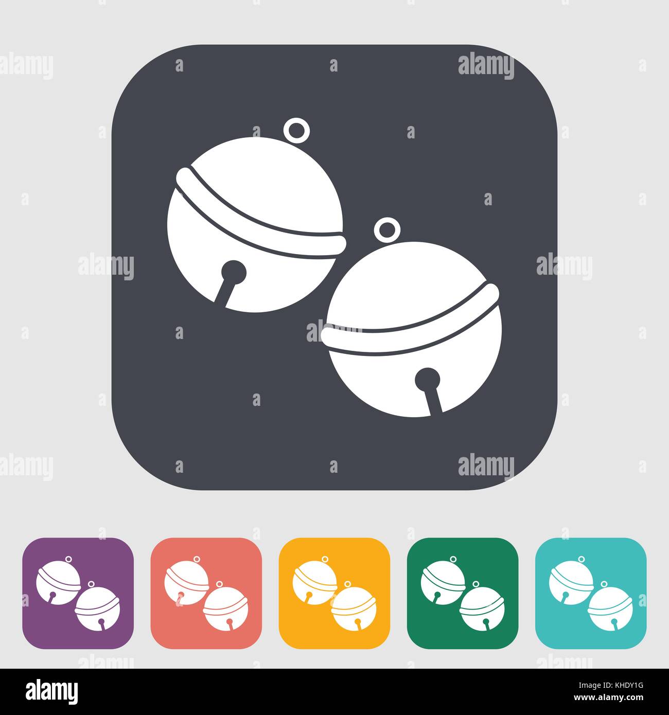 Christmas bell. Single flat icon on the button. Vector illustration ...