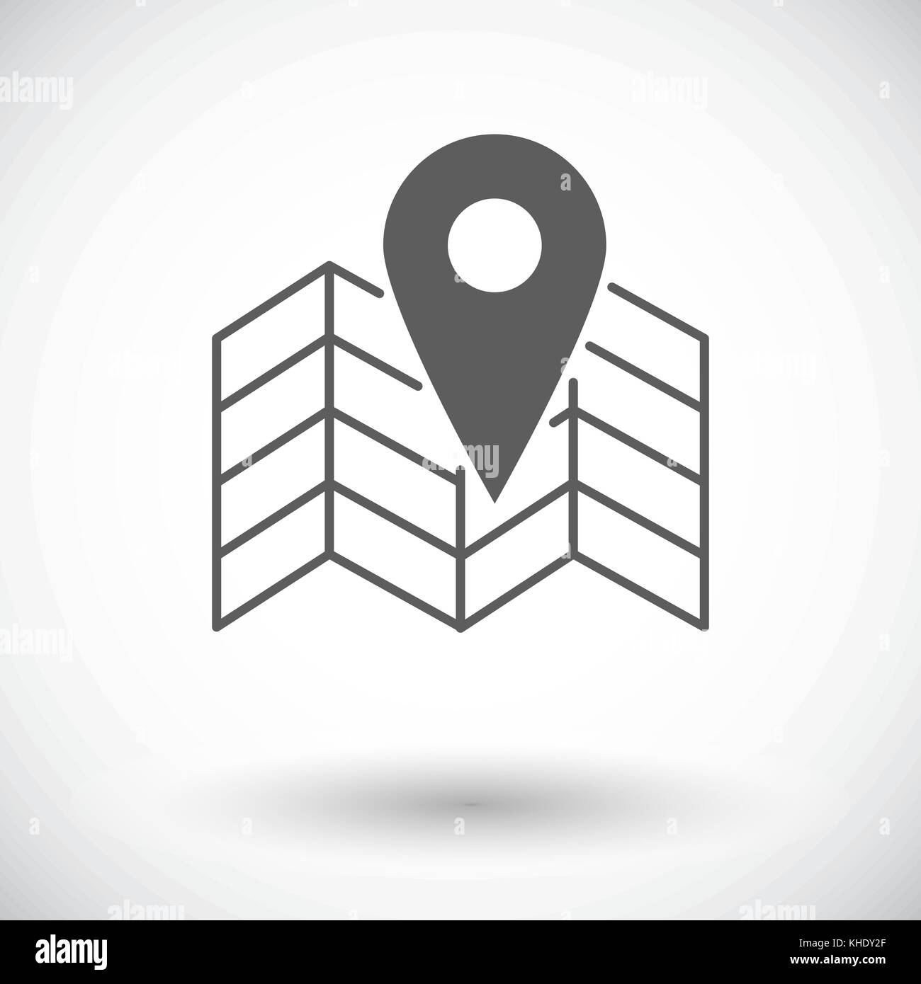 Map with point. Single flat icon on white background. Vector ...