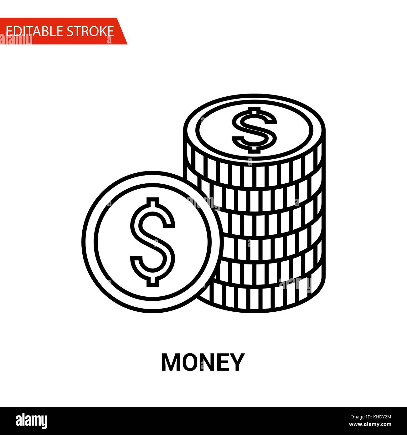 Money Icon. Thin Line Vector Illustration - Adjust stroke weight ...