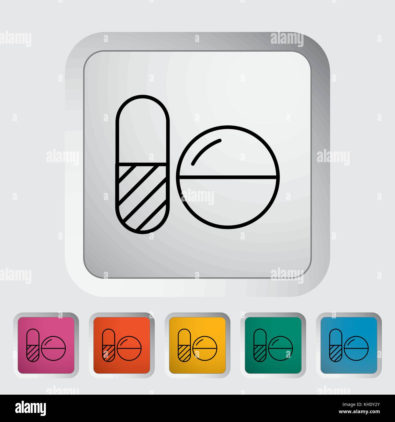 Contraceptive pills. Outline icon on the button. Vector illustration ...
