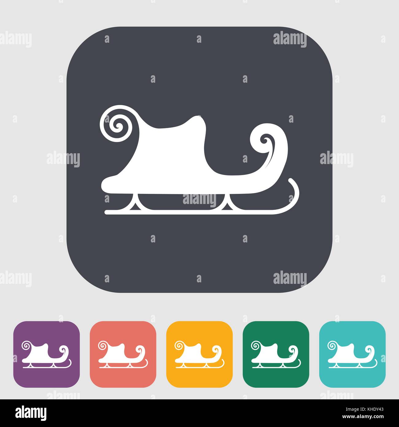 Santa's sleigh. Single flat icon on the button. Vector illustration ...
