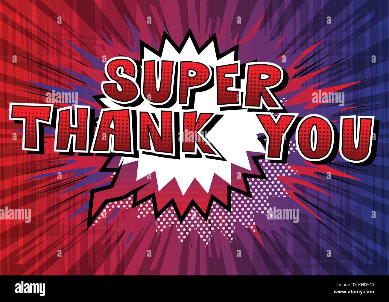 Super Thank You - Comic book style word on abstract background Stock ...