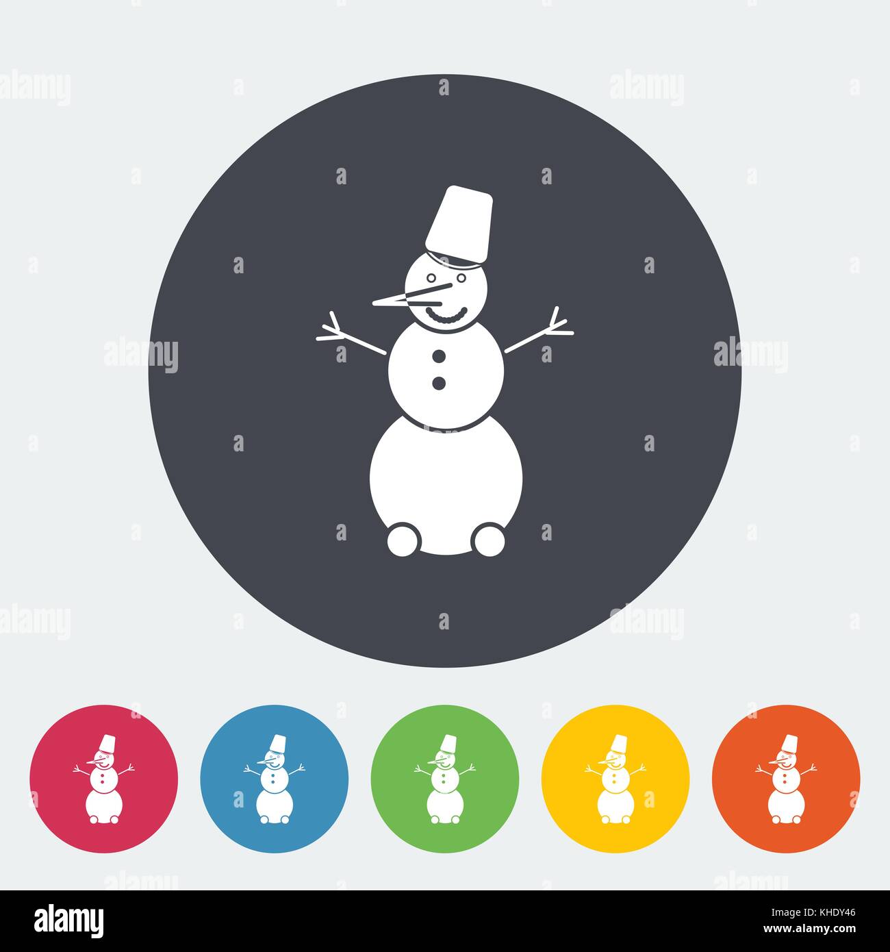 Snowman. Single flat icon on the circle. Vector illustration Stock ...