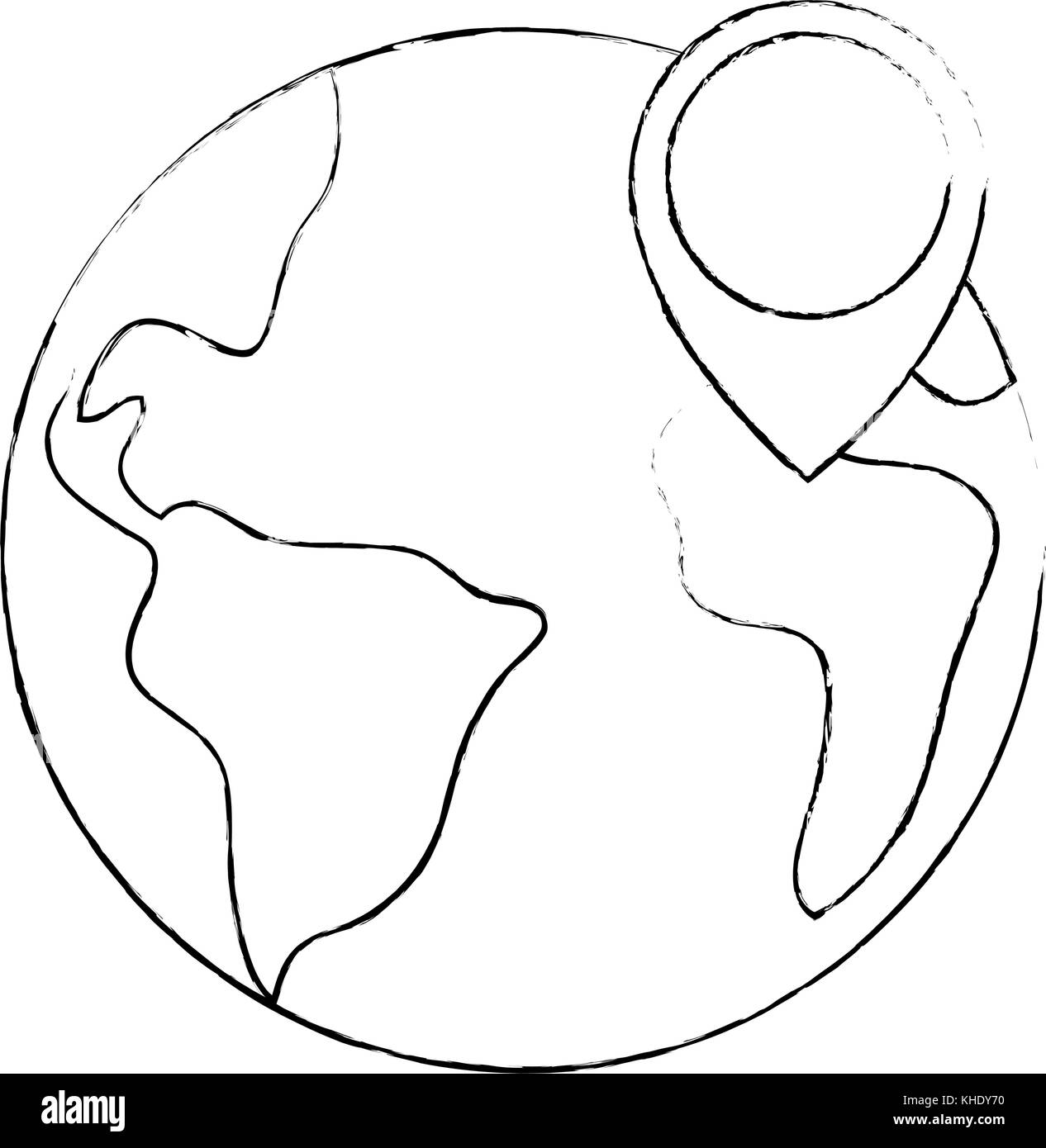 world planet earth with pin pointer vector illustration design Stock ...