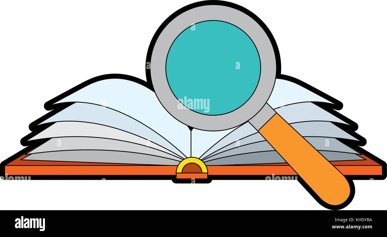 text book with magnifying glass vector illustration design Stock Vector ...
