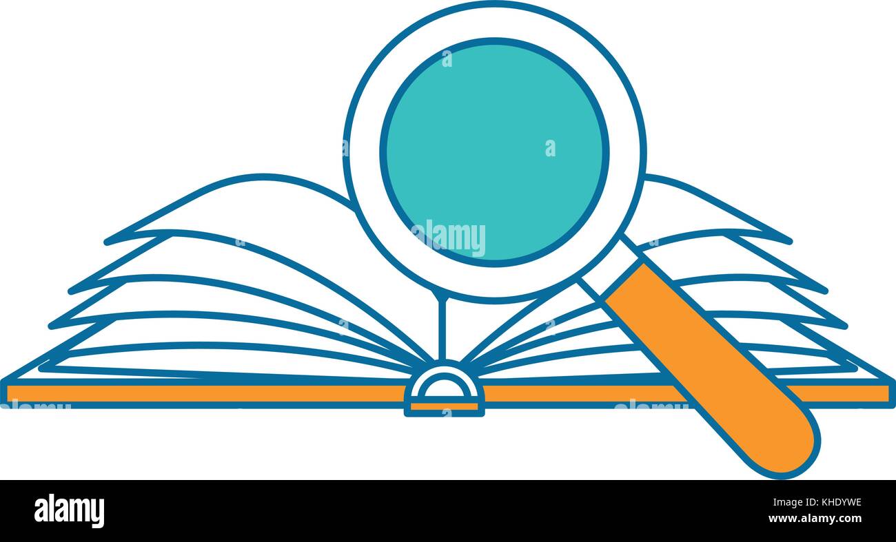 text book with magnifying glass vector illustration design Stock Vector ...