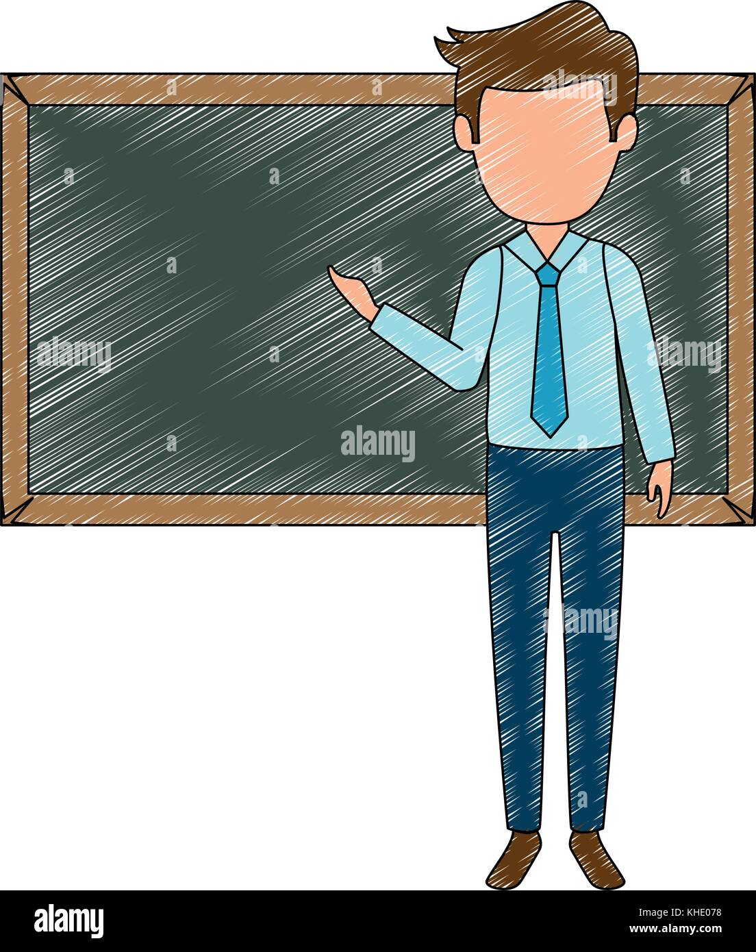 teacher male with chalkboard avatar character vector illustration ...