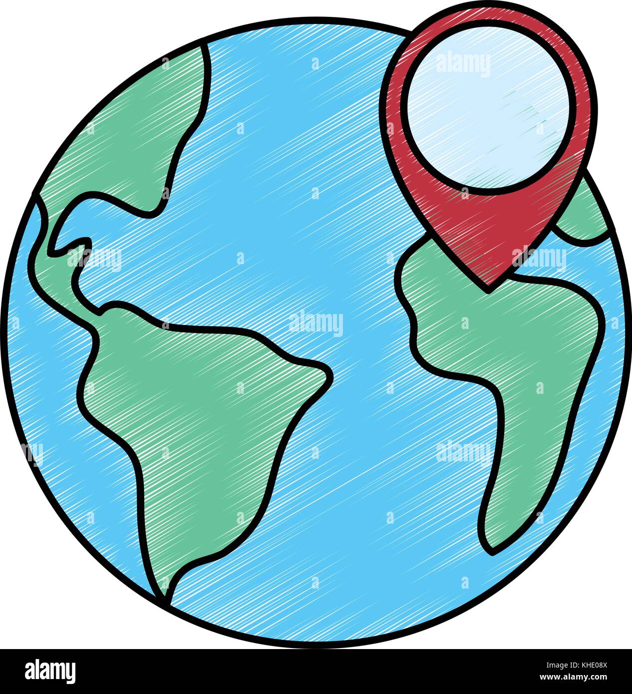 world planet earth with pin pointer vector illustration design Stock ...