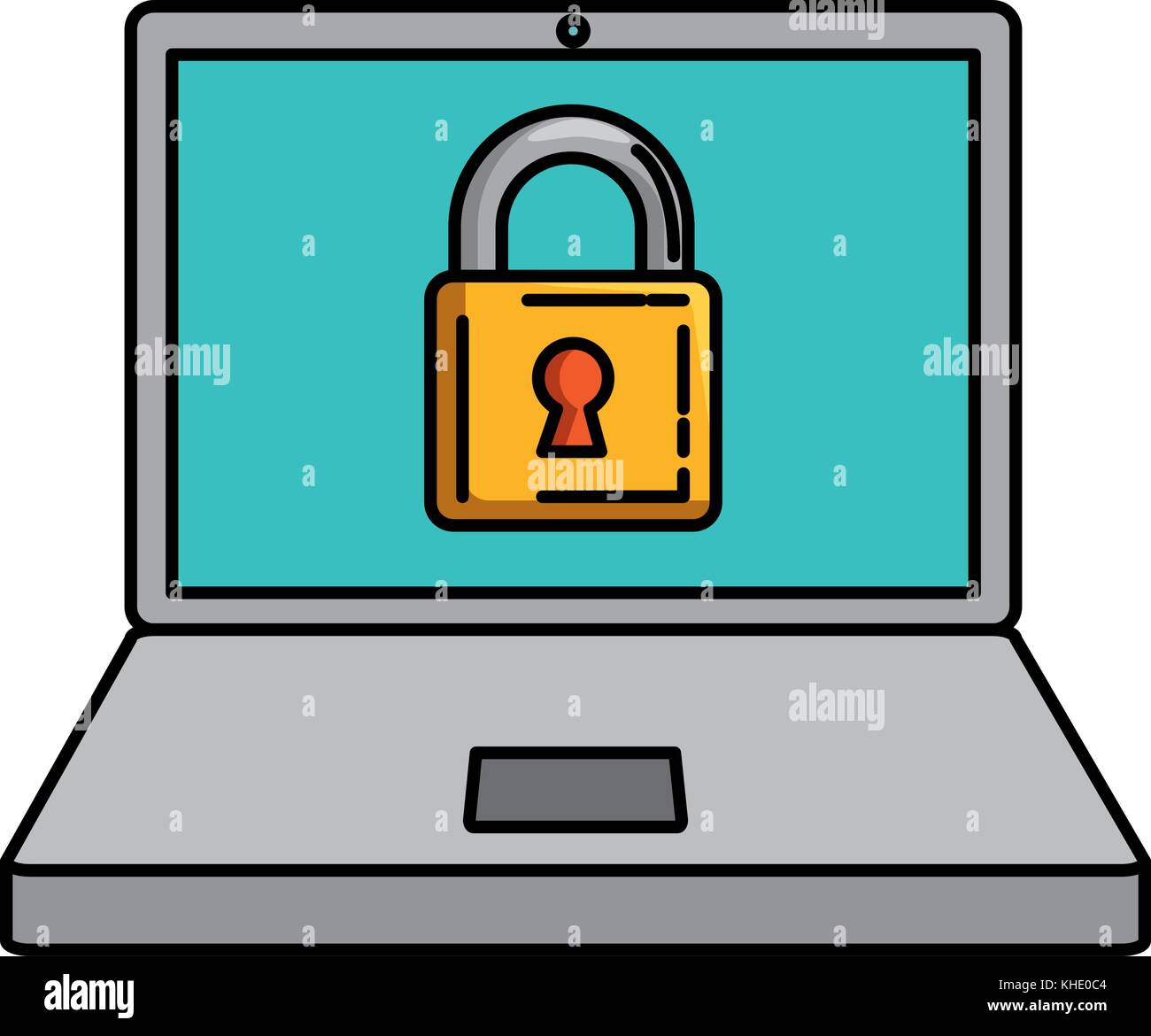 laptop computer with padlock vector illustration design Stock Vector ...