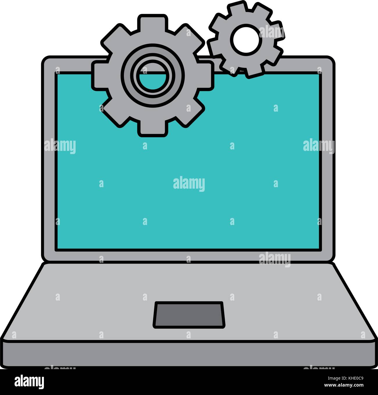 laptop computer with gears vector illustration design Stock Vector ...