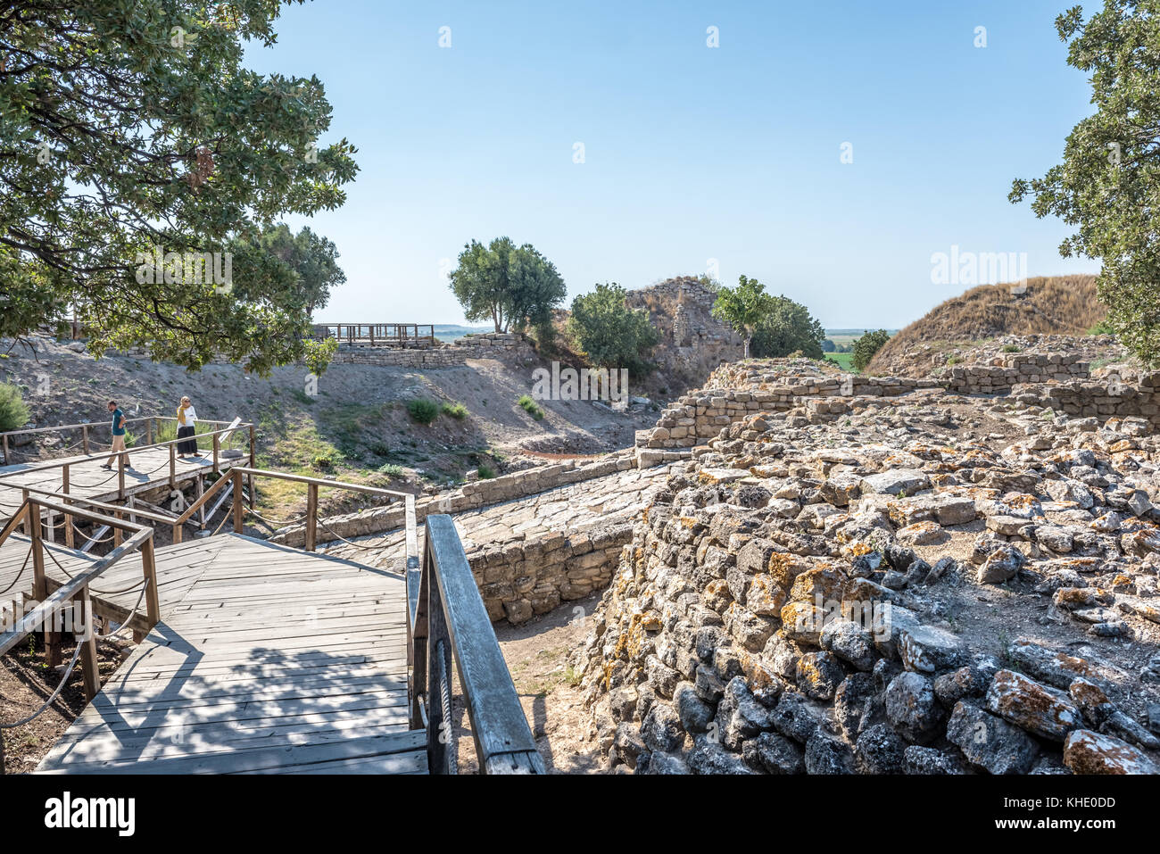Ruins of ancient legendary city of Troy in Canakkale, Turkey.TURKEY ...
