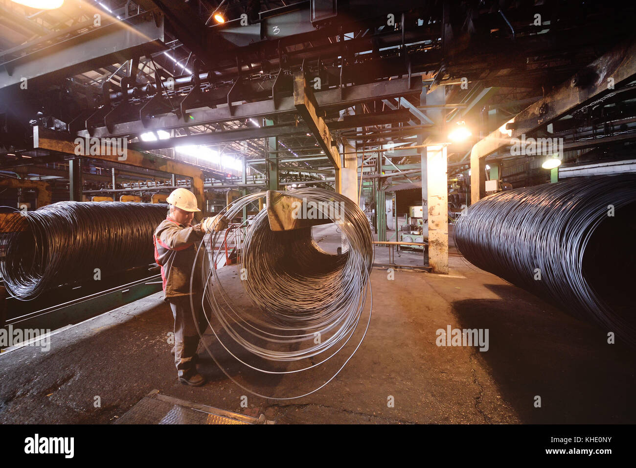 Production of metal wire rod at the metallurgical plant Stock Photo - Alamy