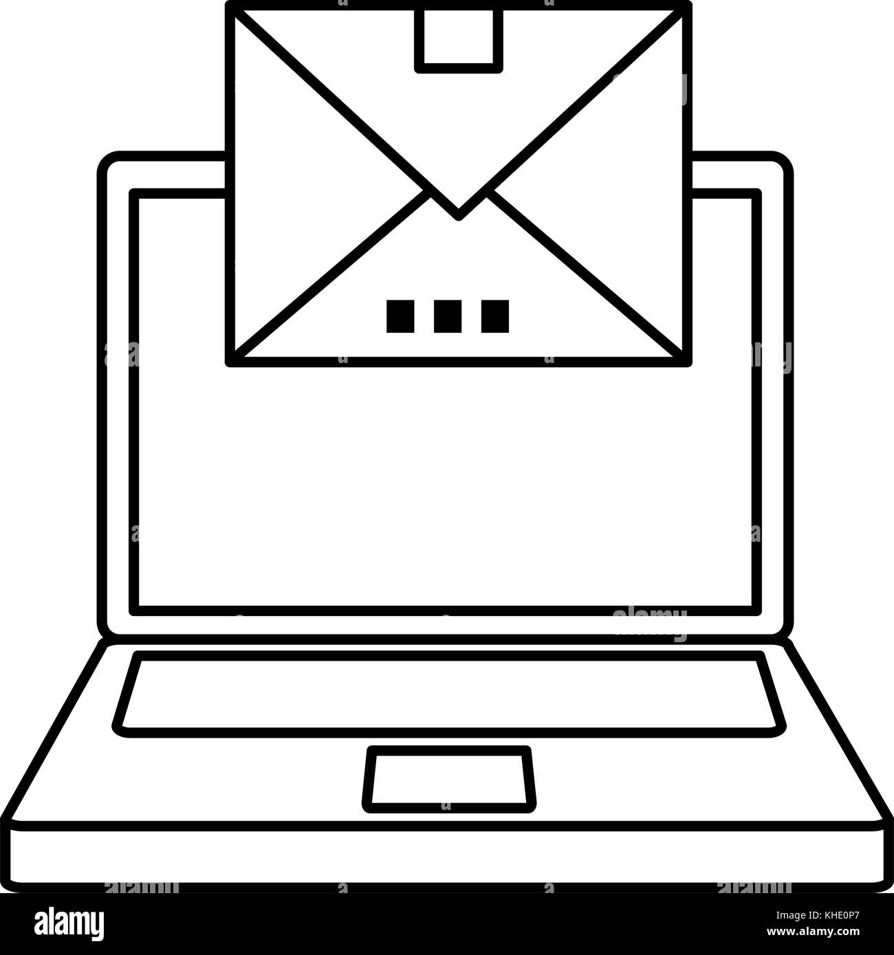 laptop computer with envelope vector illustration design Stock Vector ...
