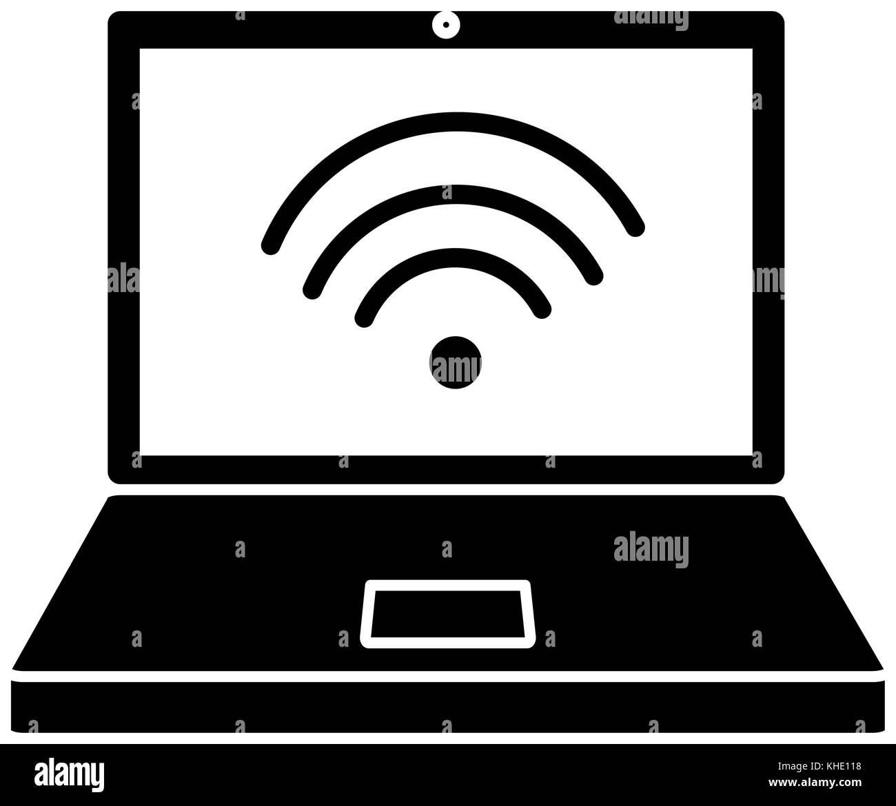 laptop computer with wifi signal vector illustration design Stock ...