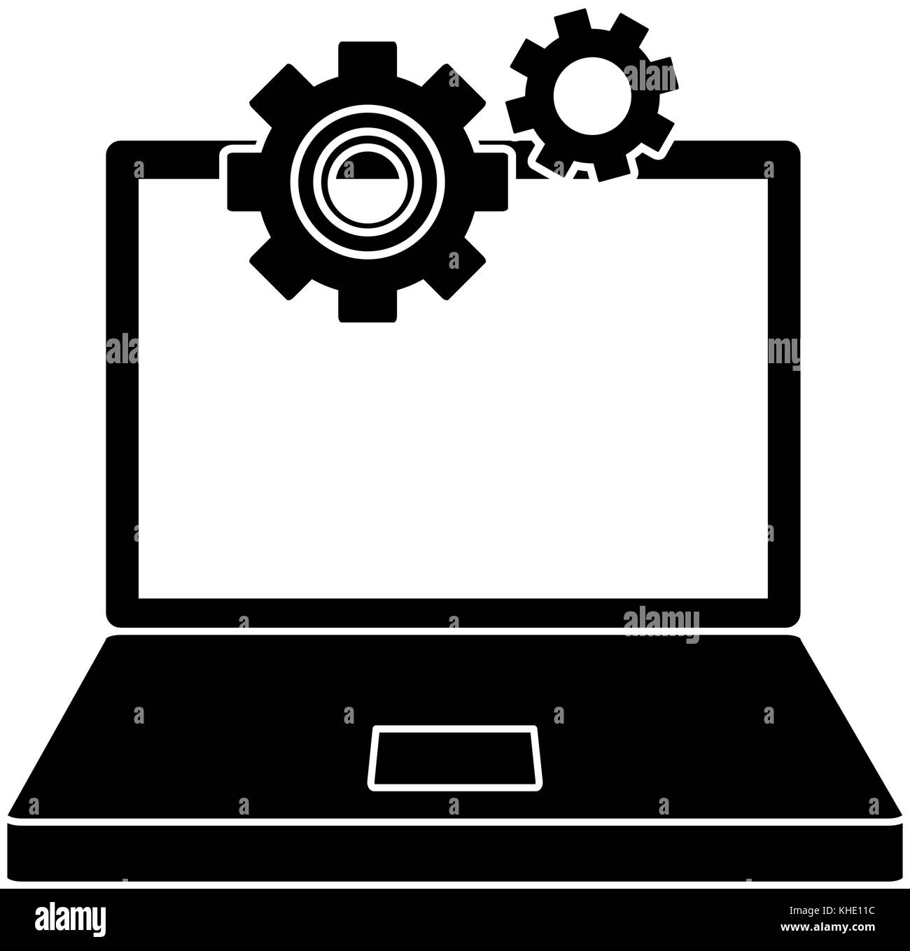 laptop computer with gears vector illustration design Stock Vector ...