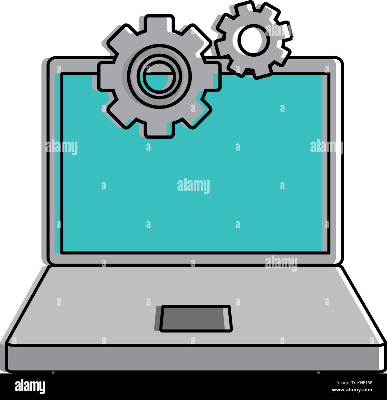 laptop computer with gears vector illustration design Stock Vector ...