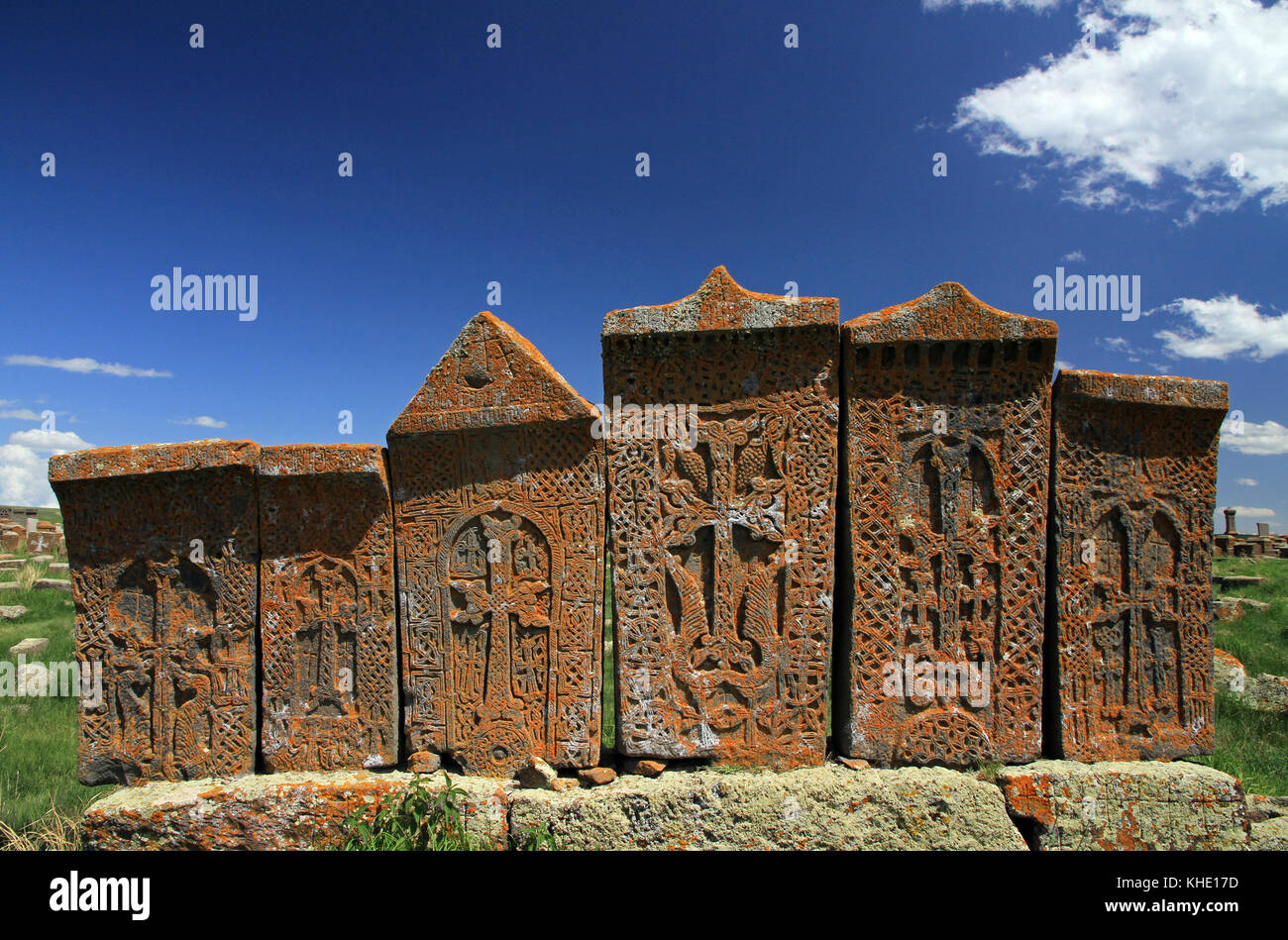 Khachkars in Noratus cemetery, Armenia Stock Photo - Alamy