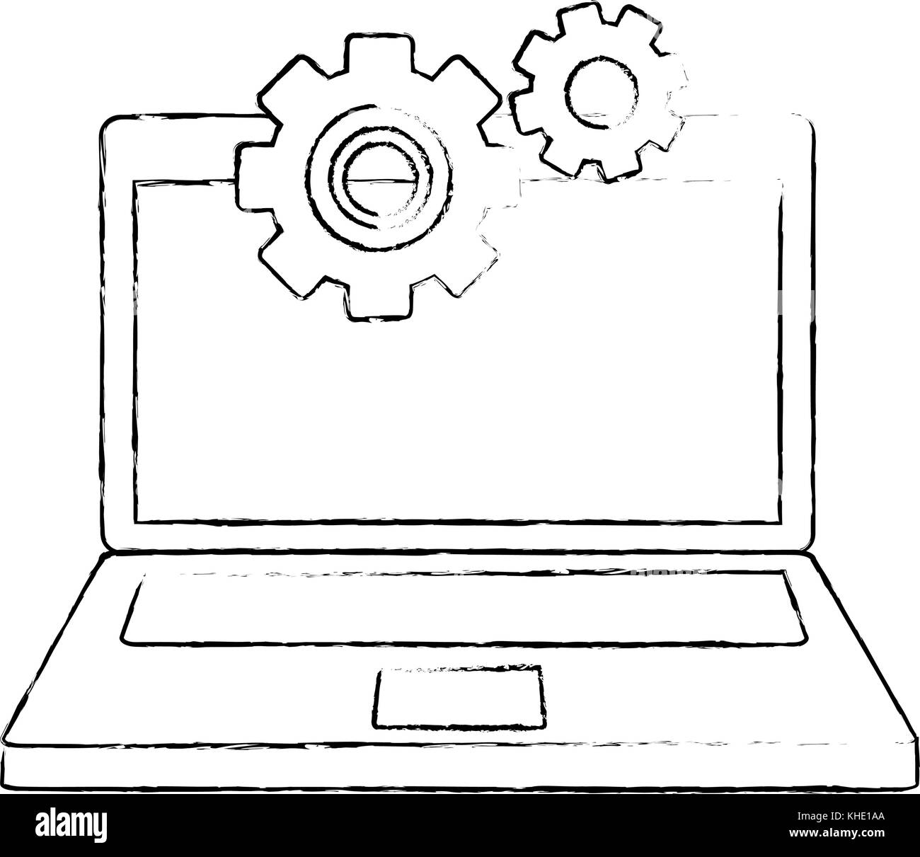 laptop computer with gears vector illustration design Stock Vector ...