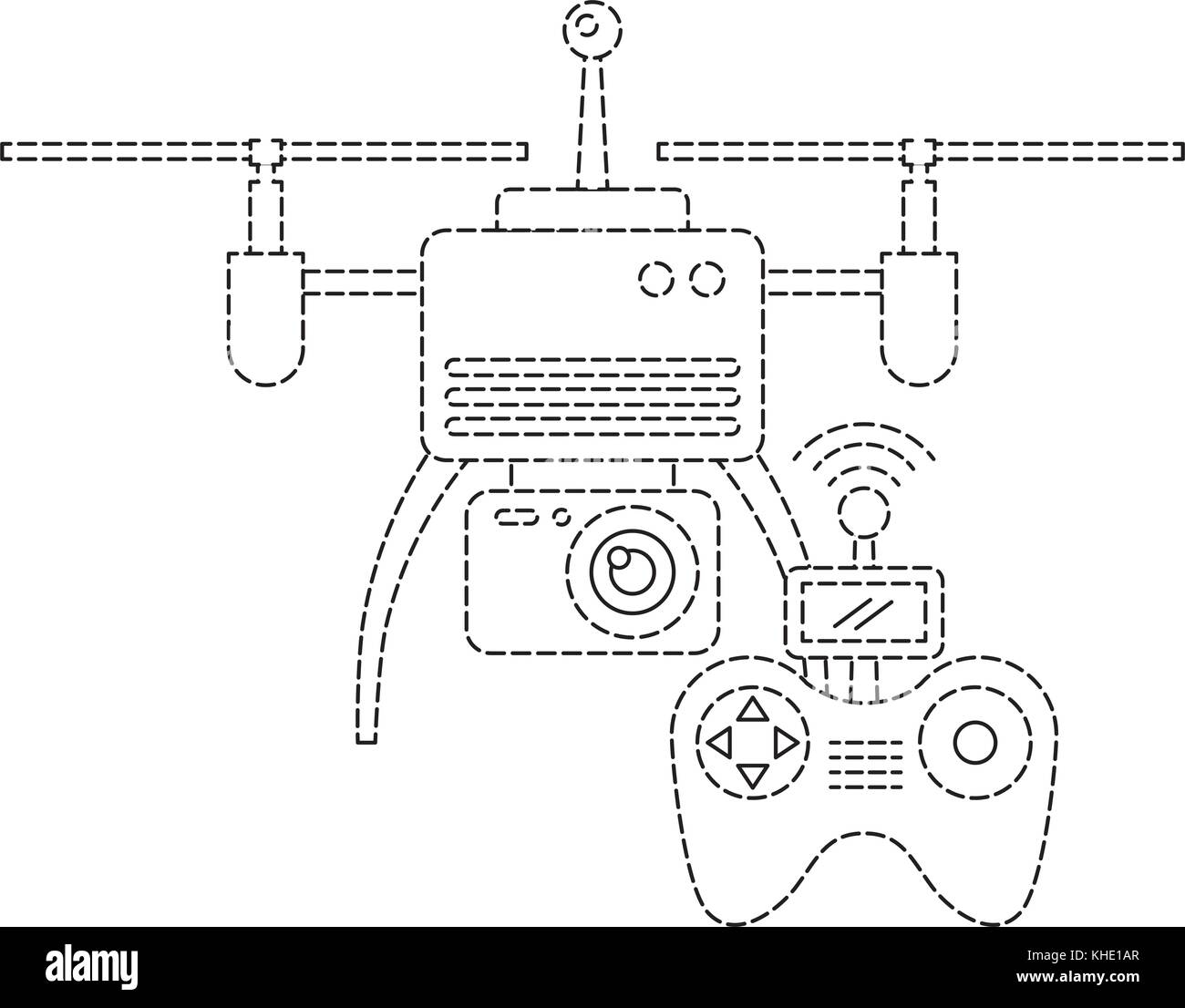 drone with remote control device technologies design Stock Vector Image ...