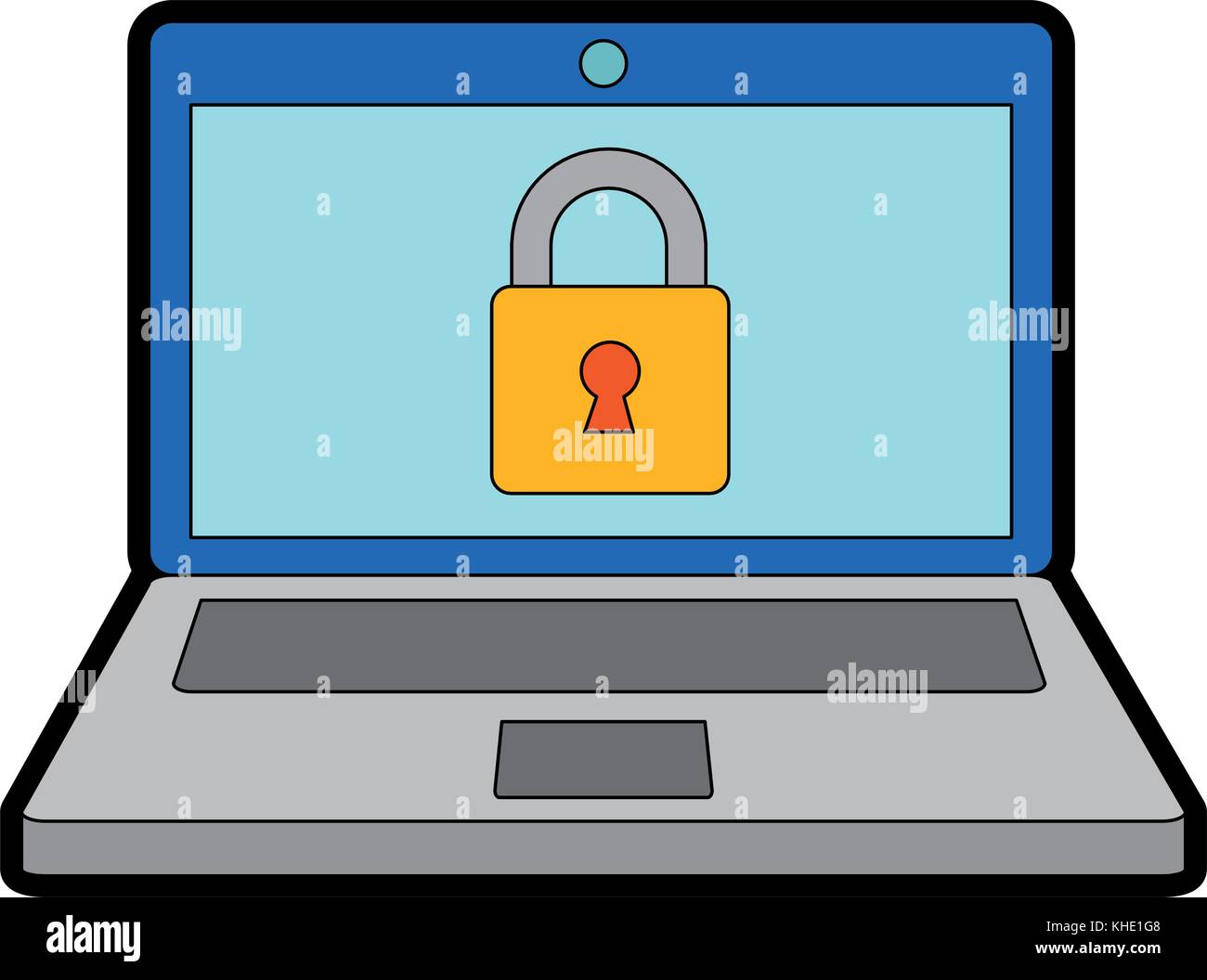 laptop computer with padlock vector illustration design Stock Vector ...