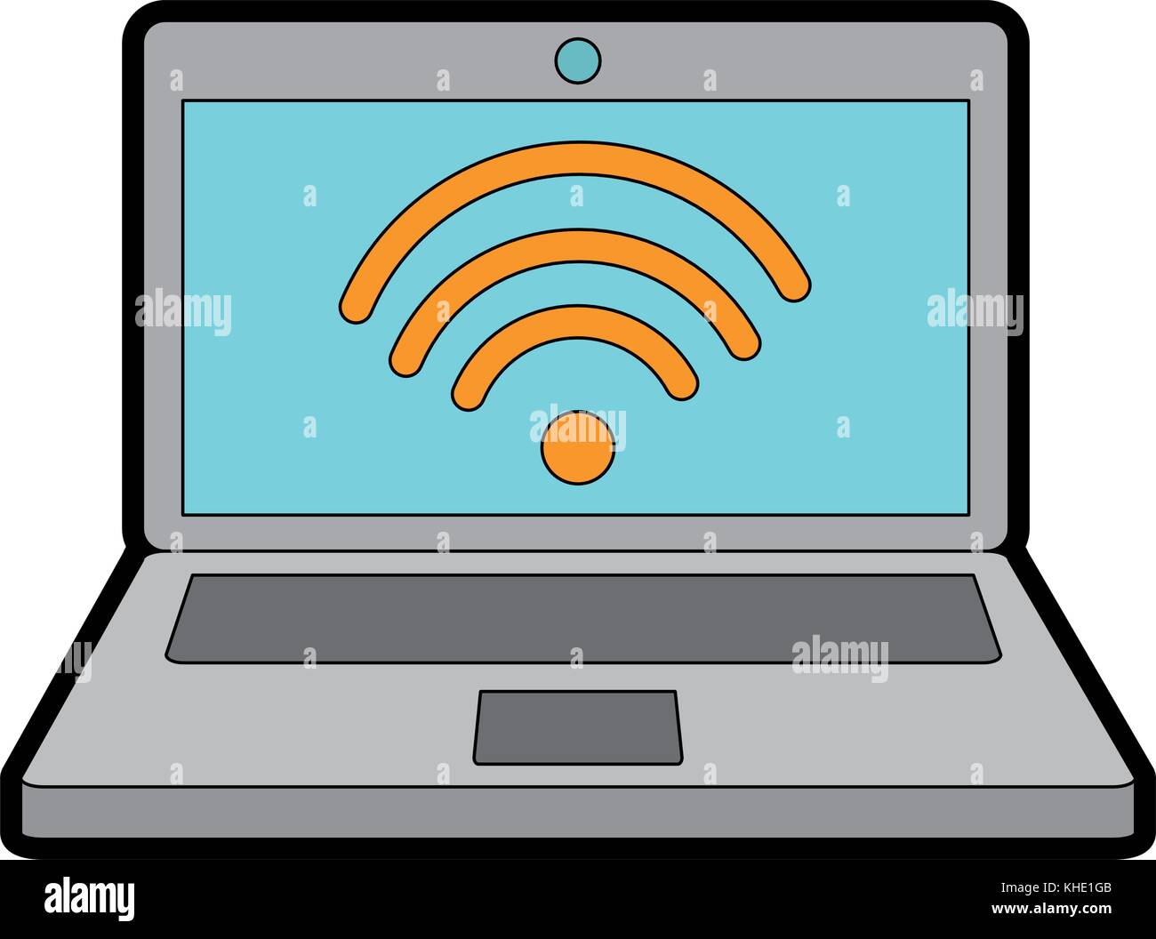 laptop computer with wifi signal vector illustration design Stock ...