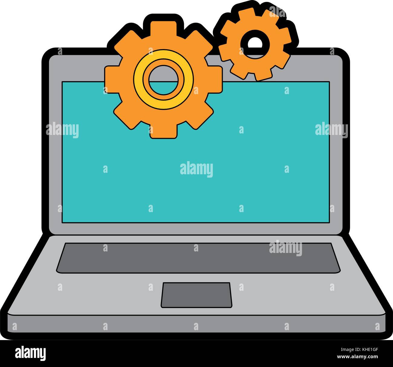 laptop computer with gears vector illustration design Stock Vector ...
