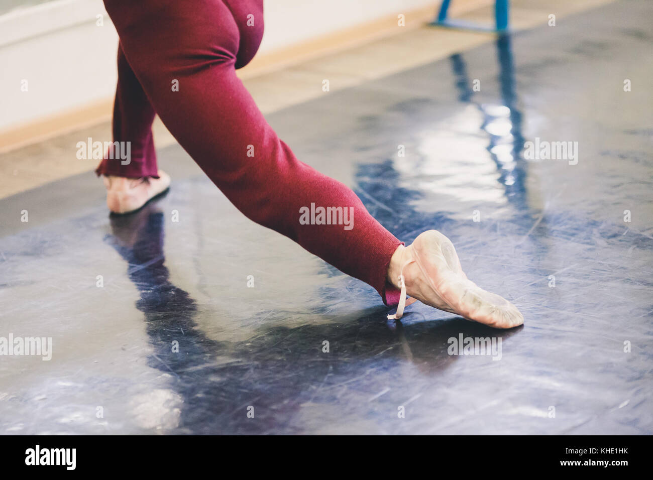 dancing, rehearsal, fitness concept. strong slim legs of ballet dancer ...