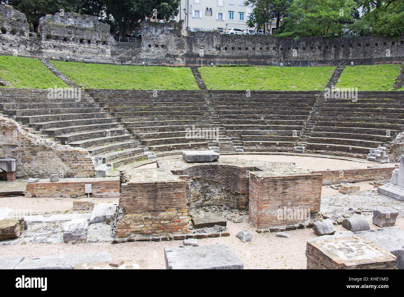 Ruins of ancient Roman amphitheater in Trieste, Italy Stock Photo - Alamy