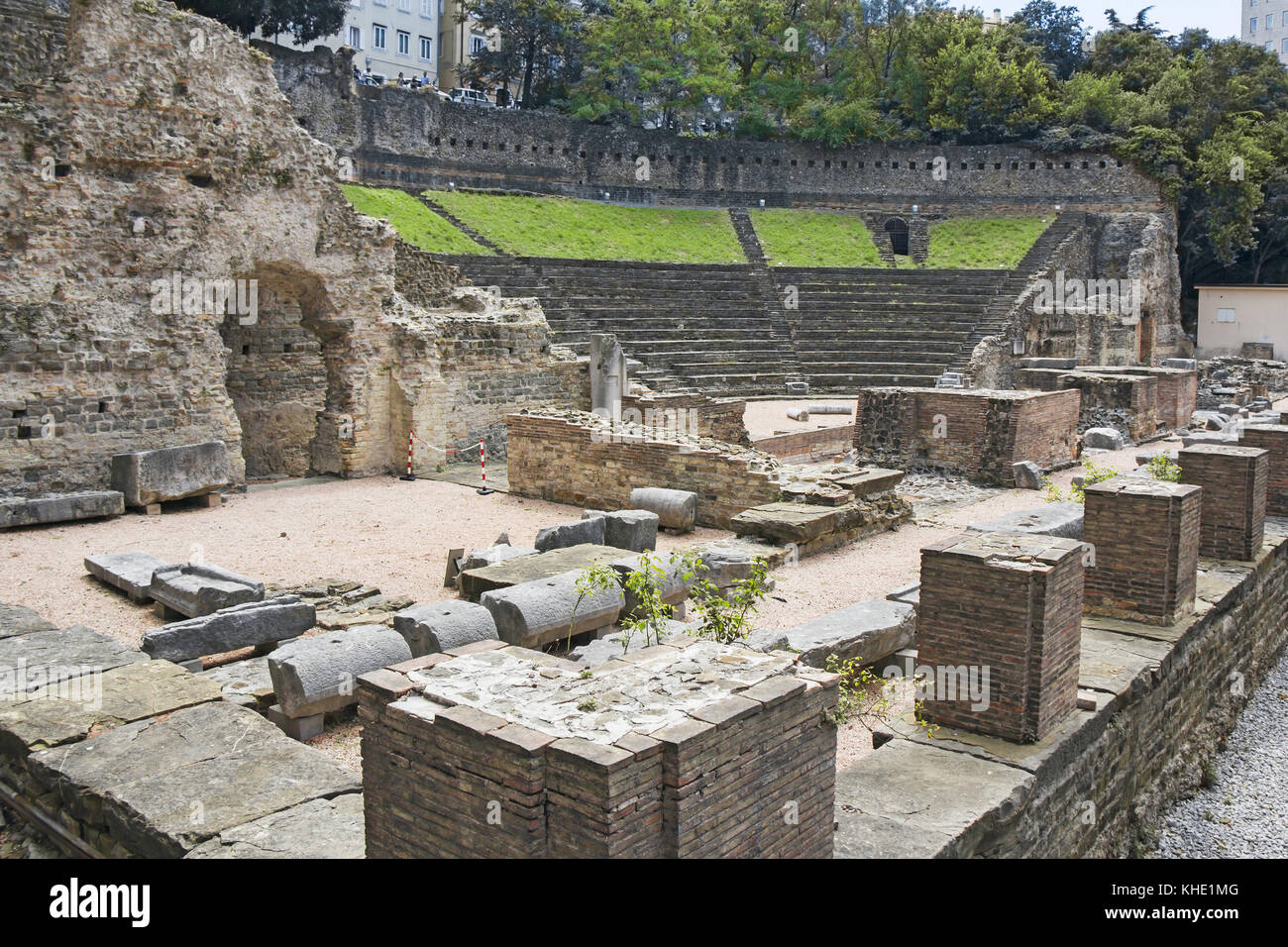 Ruins of ancient Roman amphitheater in Trieste, Italy Stock Photo - Alamy