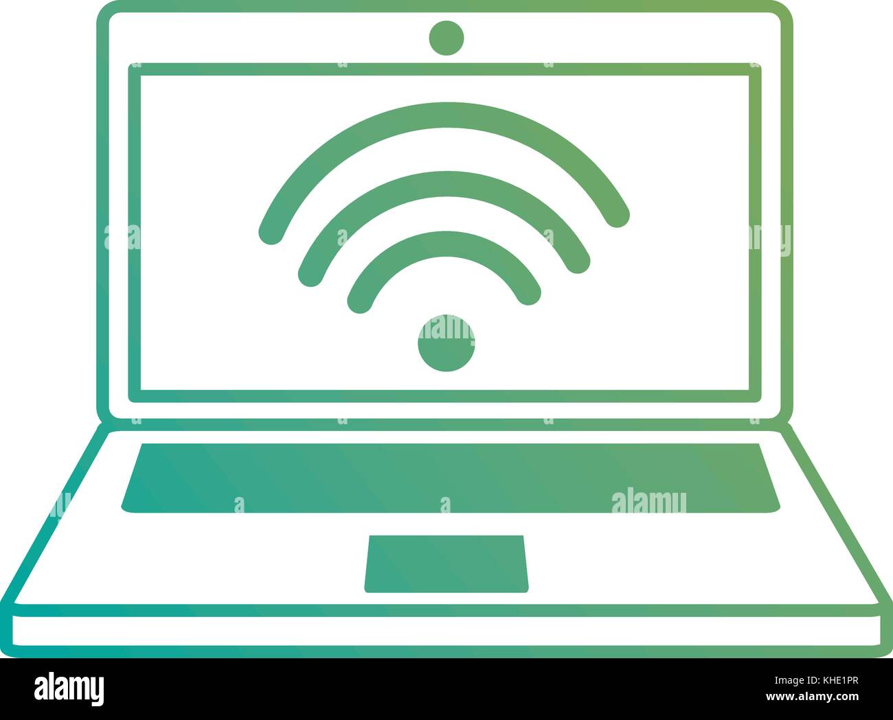 laptop computer with wifi signal vector illustration design Stock ...