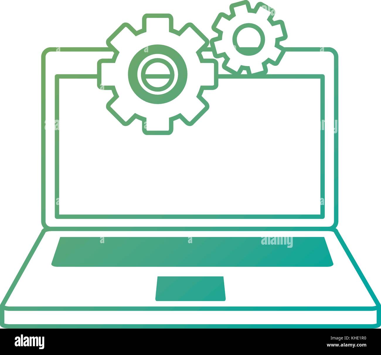 laptop computer with gears vector illustration design Stock Vector ...