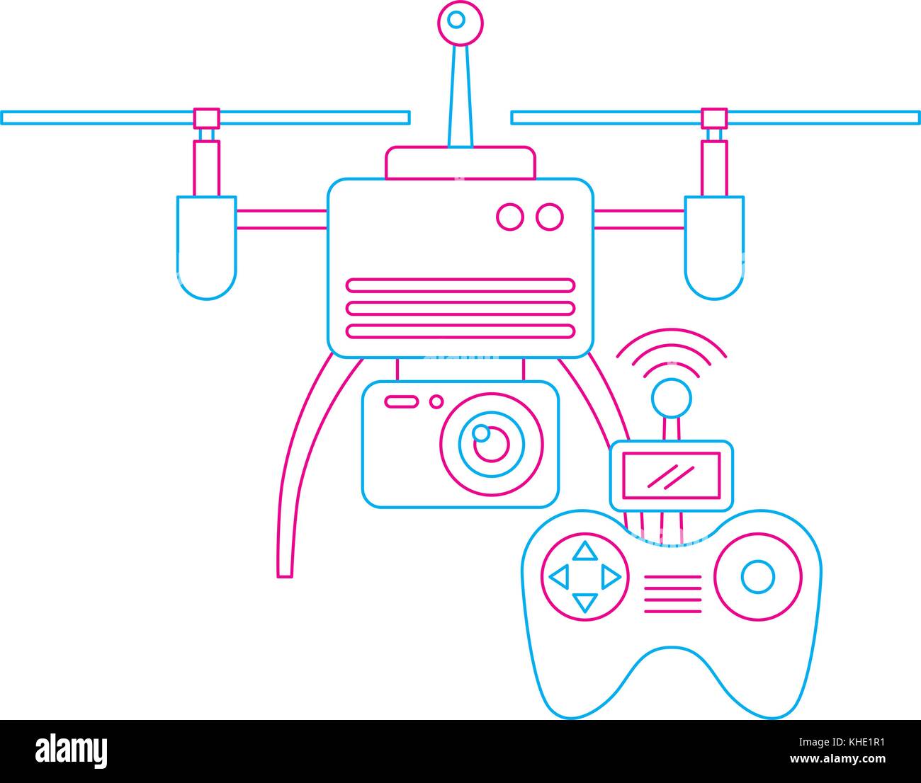 drone with remote control device technologies design Stock Vector Image ...