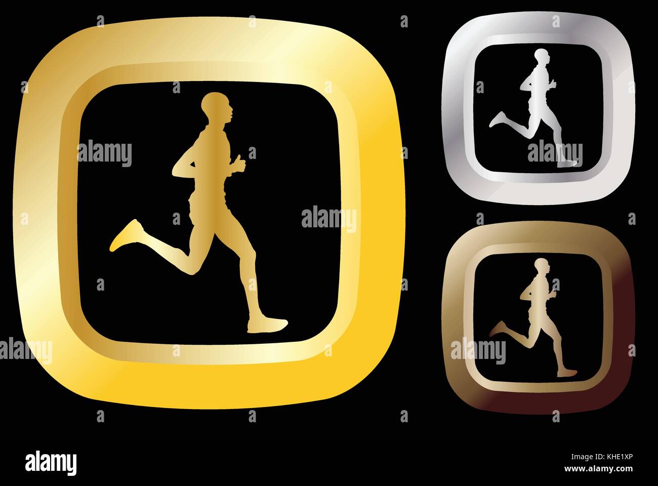 gold,silver and bronze icon of runner - vector Stock Vector Image & Art ...