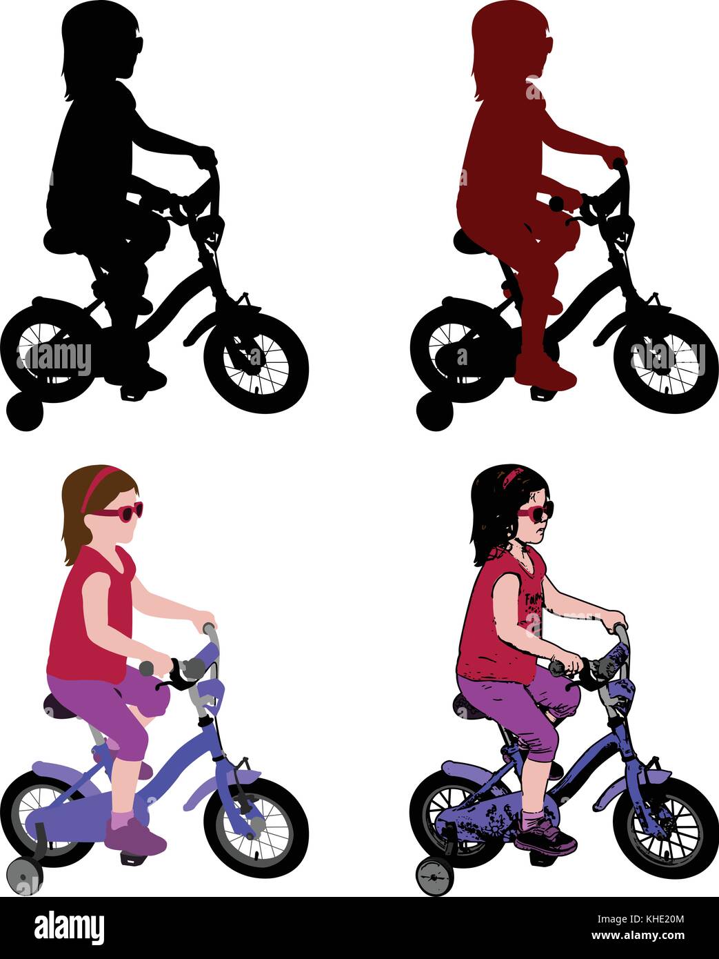 Children and bicycle Stock Vector Images - Alamy
