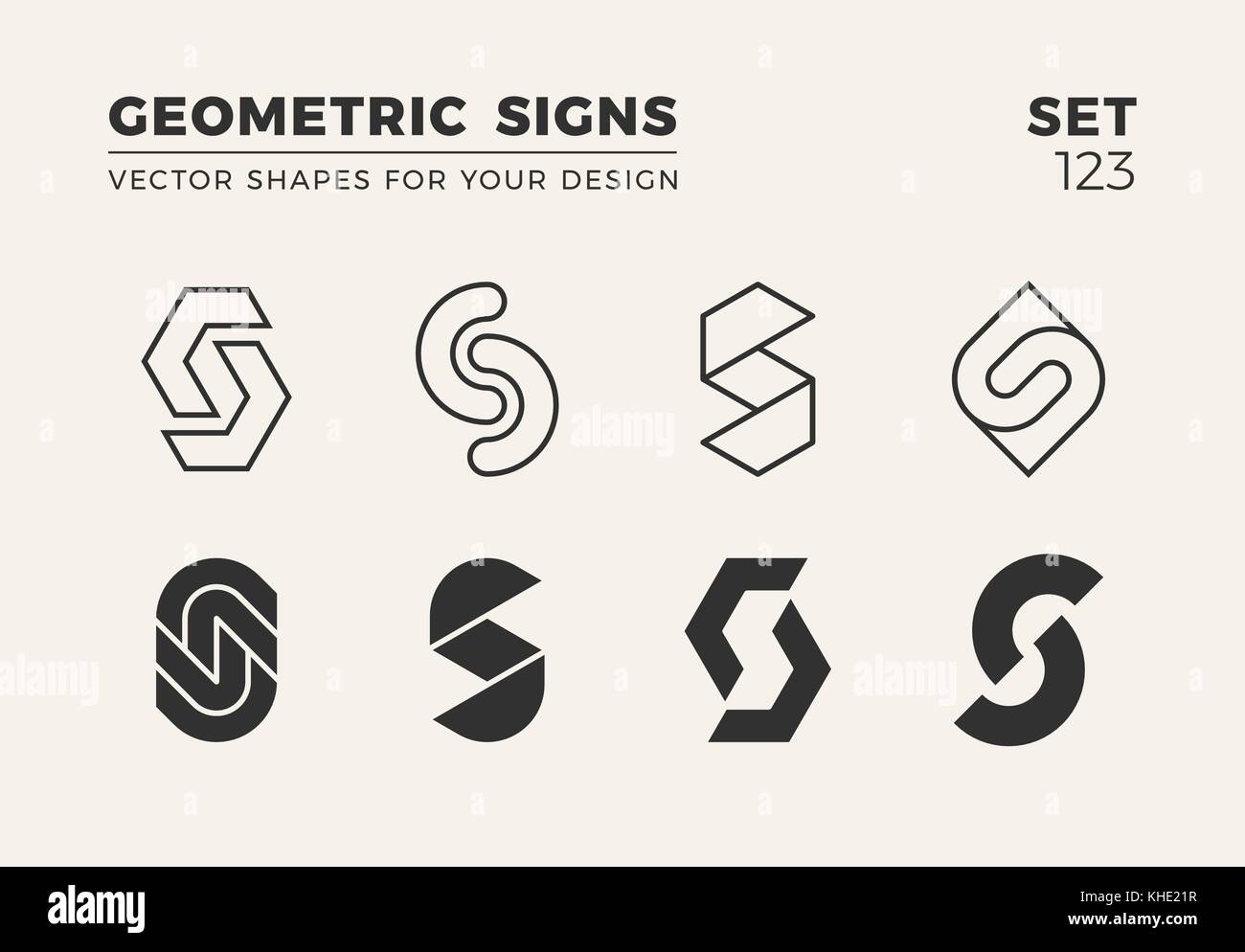 Set of eight minimalistic trendy shapes. Stylish vector logo emblems ...