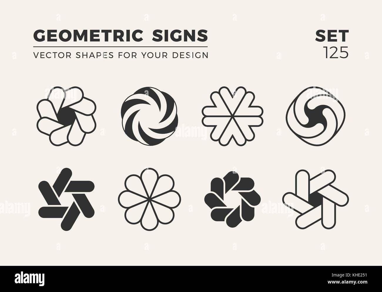 Set of eight minimalistic trendy shapes. Stylish vector logo emblems ...