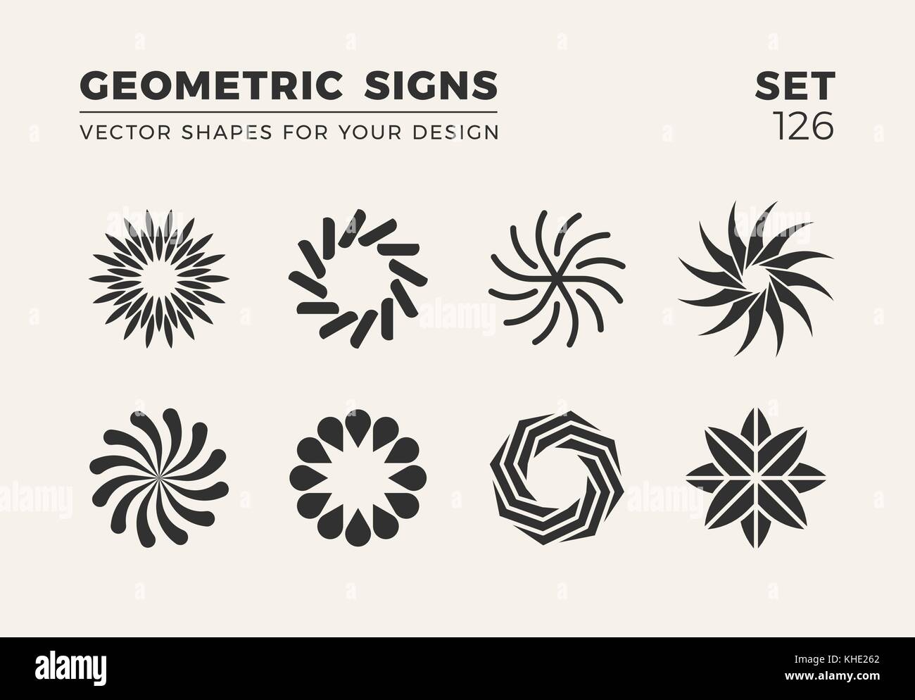 Set of eight minimalistic trendy shapes. Stylish vector logo emblems ...