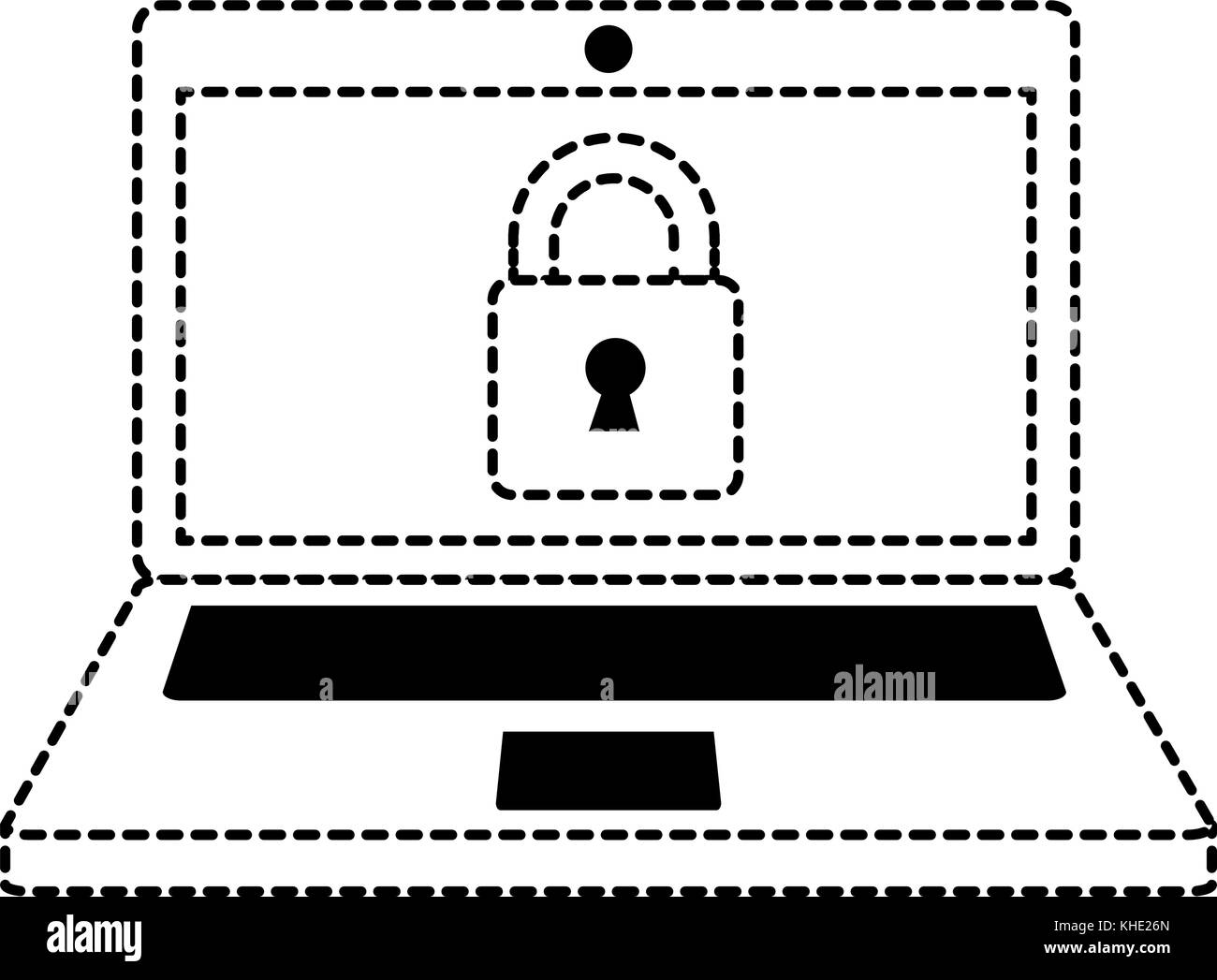 laptop computer with padlock vector illustration design Stock Vector ...