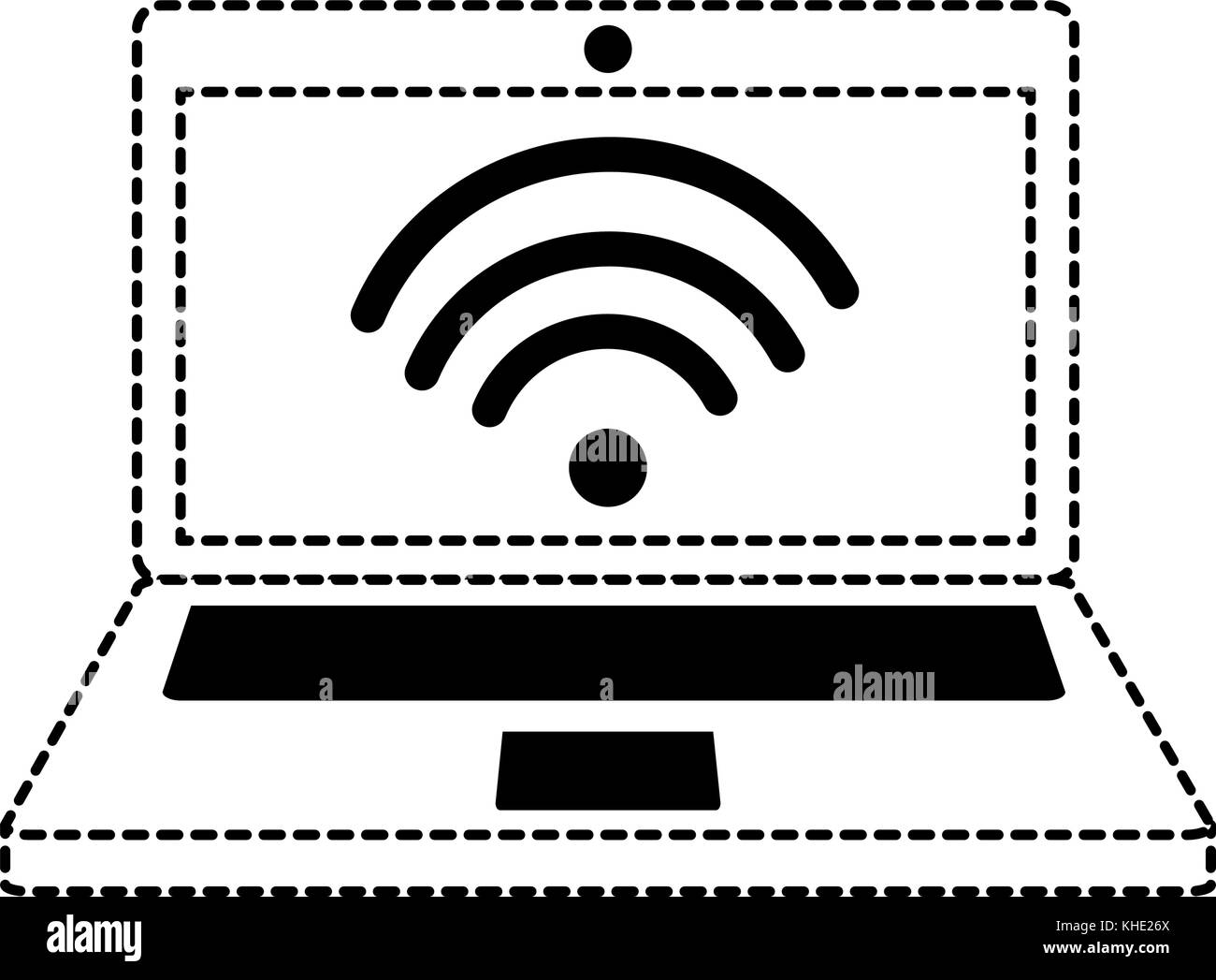 laptop computer with wifi signal vector illustration design Stock ...