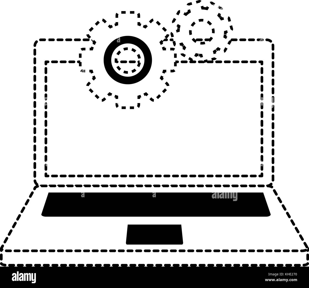 laptop computer with gears vector illustration design Stock Vector ...