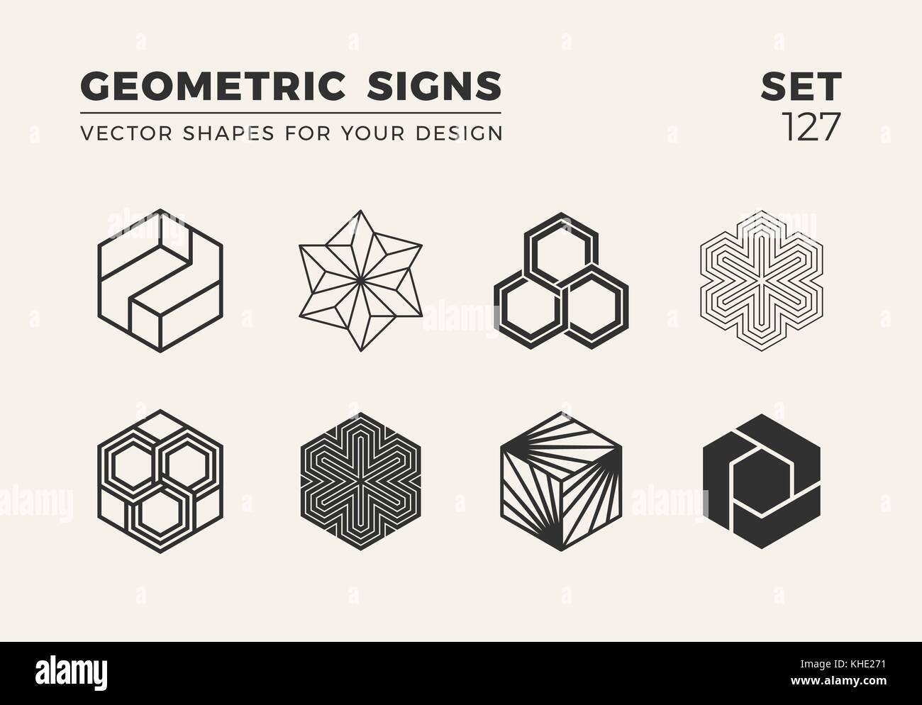 Set of eight minimalistic trendy shapes. Stylish vector logo emblems ...